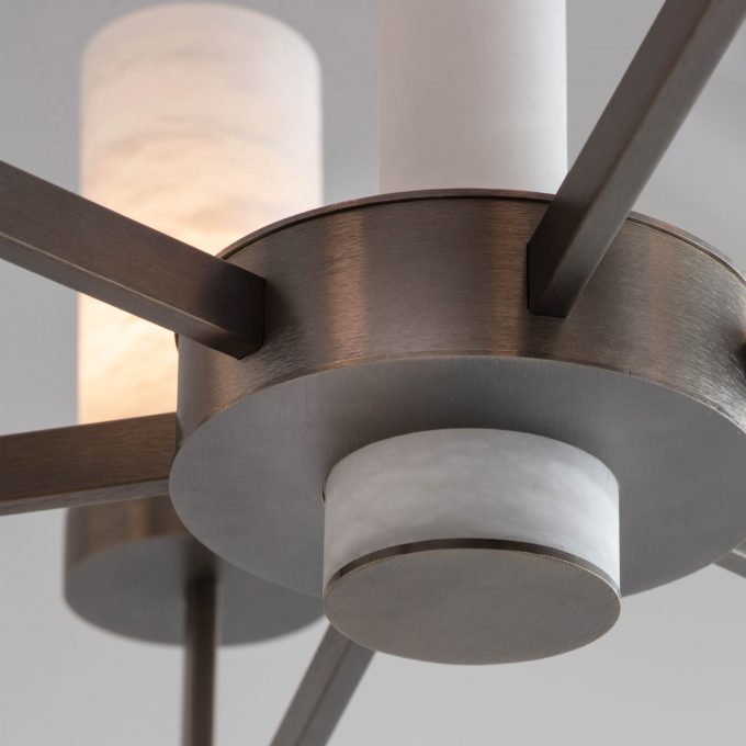 Compass Chandelier in Bronze with Alabaster - Tigermoth Lighting