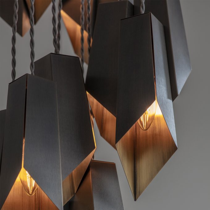 Bronze Fold Cascade Chandelier - Tigermoth Lighting