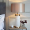 Compass Table Lamp in Gold with Alabaster - Tigermoth Lighting