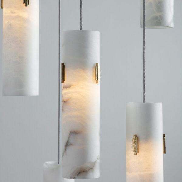 Round Alabaster Pendant Cluster with Deco - Tigermoth Lighting