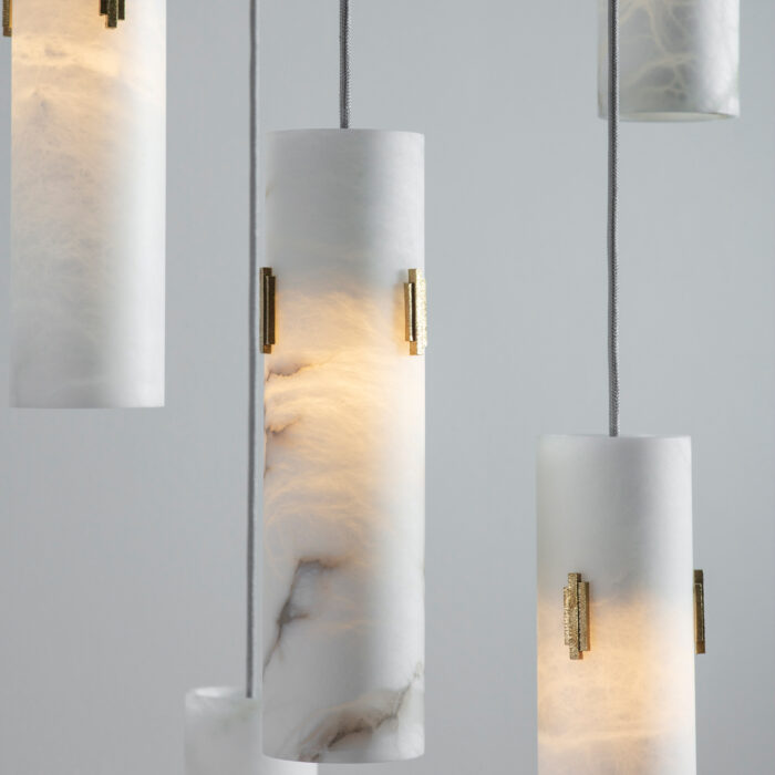 Round Alabaster Pendant Cluster with Deco - Tigermoth Lighting